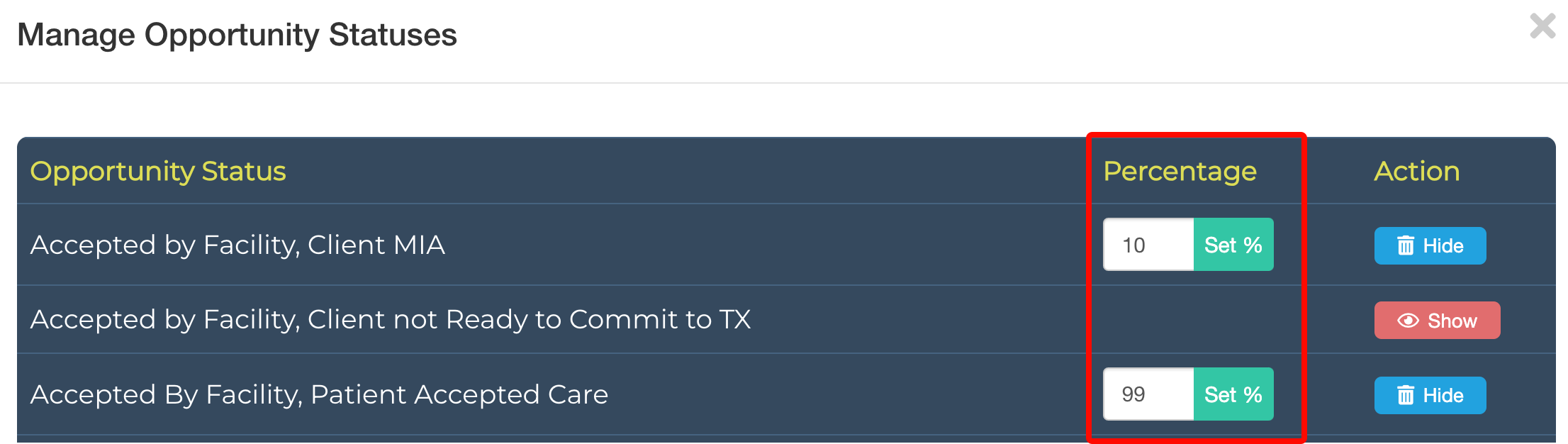 Manage Opportunity Statuses – Kipu CRM