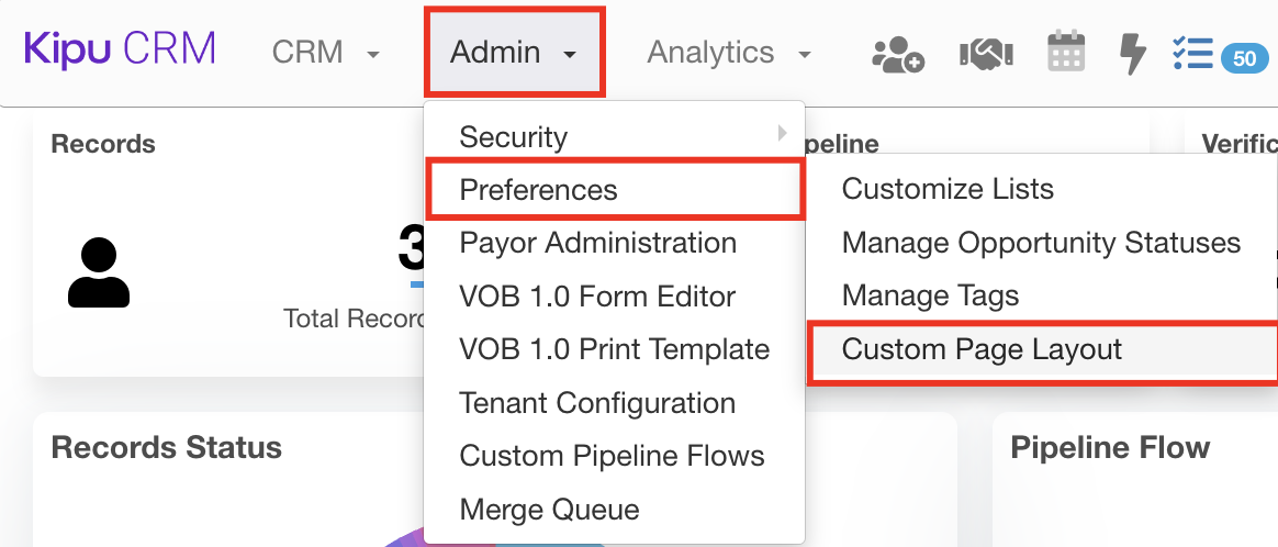 Custom Page Layout – Kipu CRM