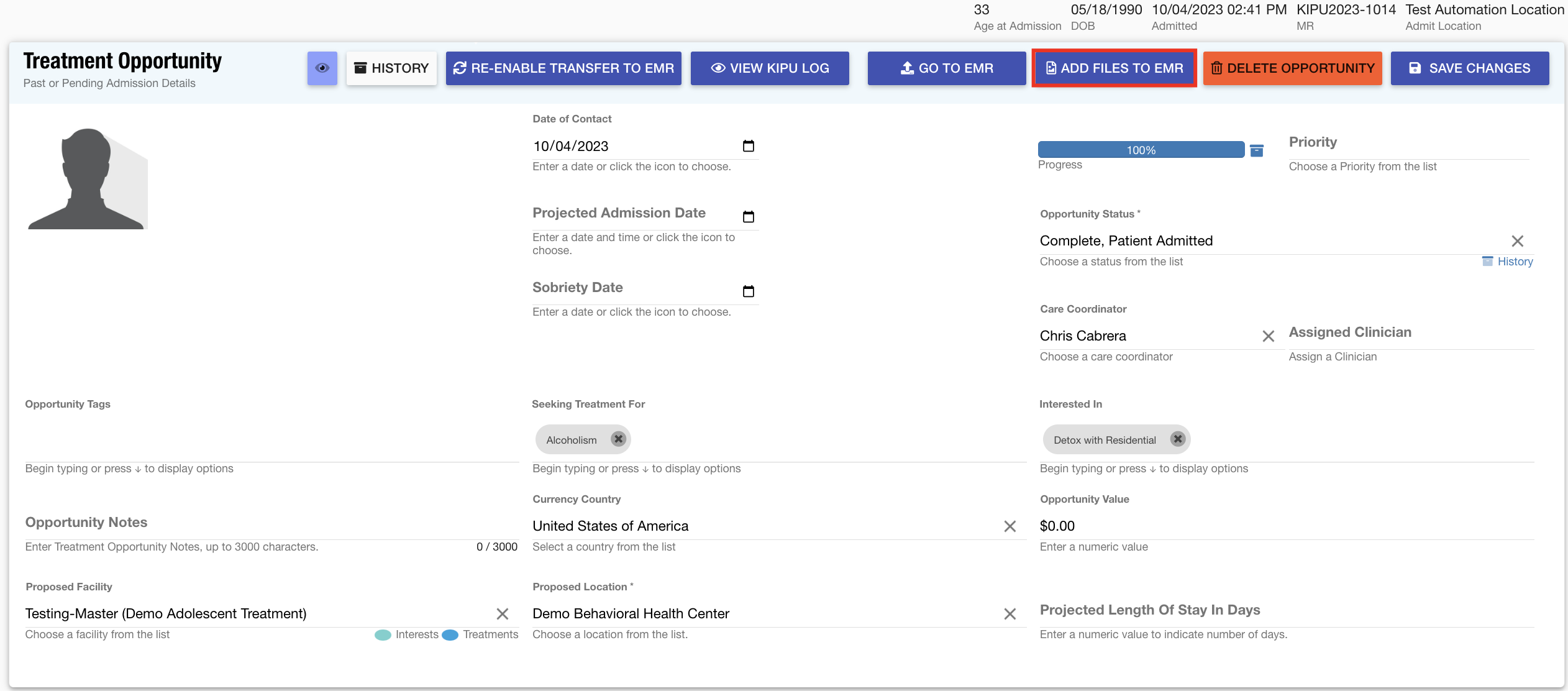 Treatment Opportunities: Add Files to EMR Feature – Kipu CRM