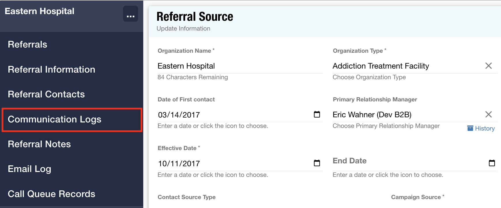 Referral Source Communication Logs – Kipu CRM