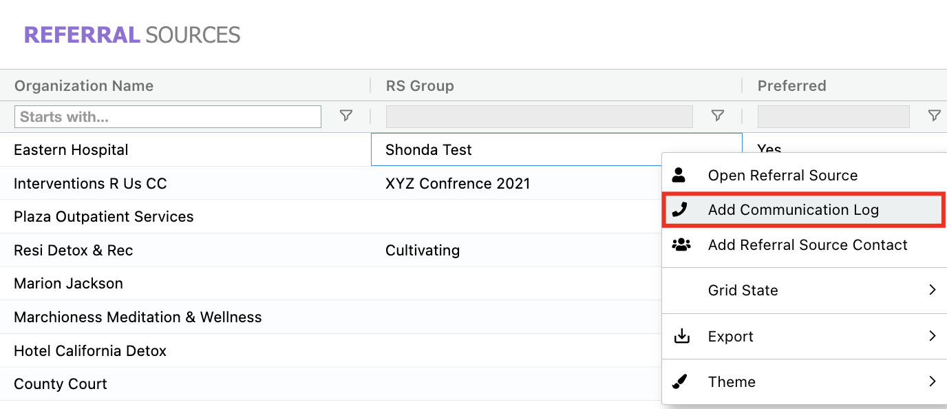 Referral Source Communication Logs – Kipu CRM