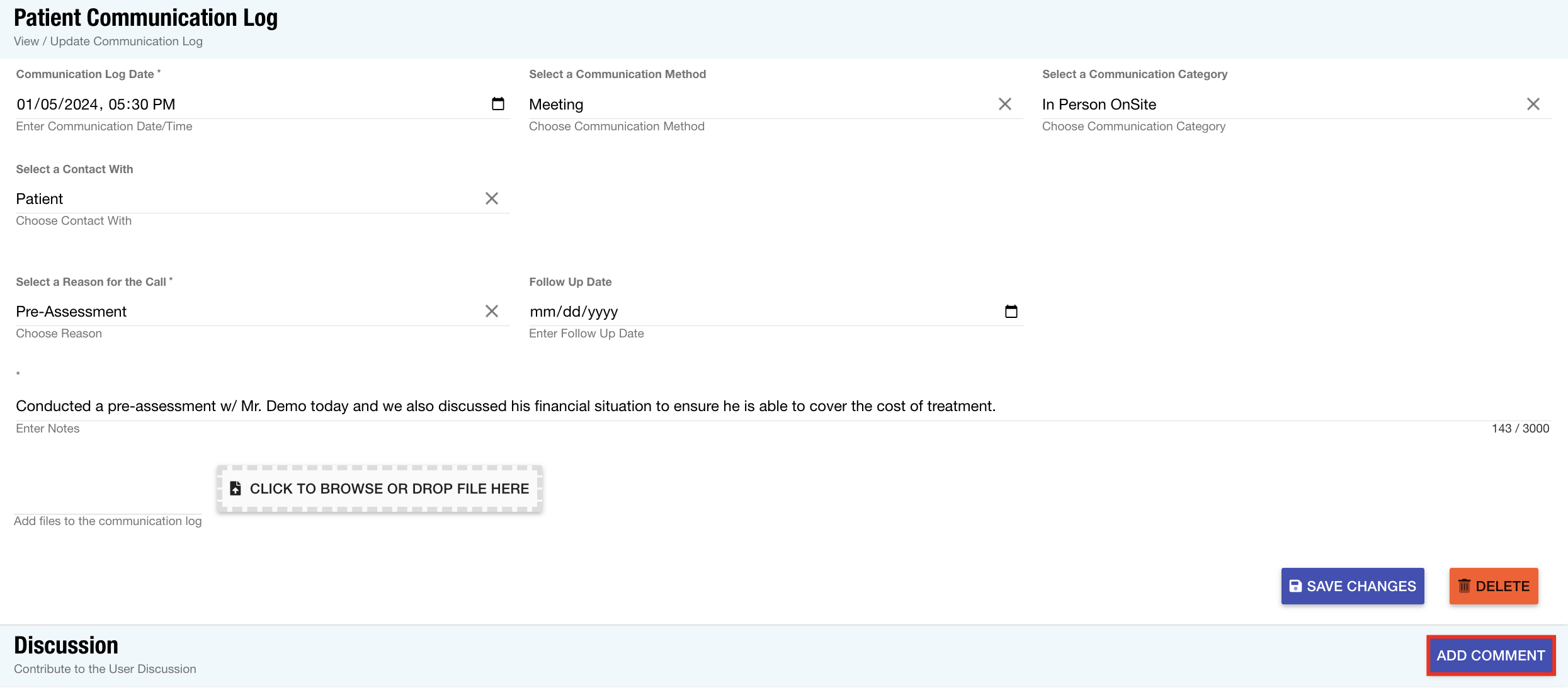 Patient Communication Logs: Discussion Feature – Kipu CRM