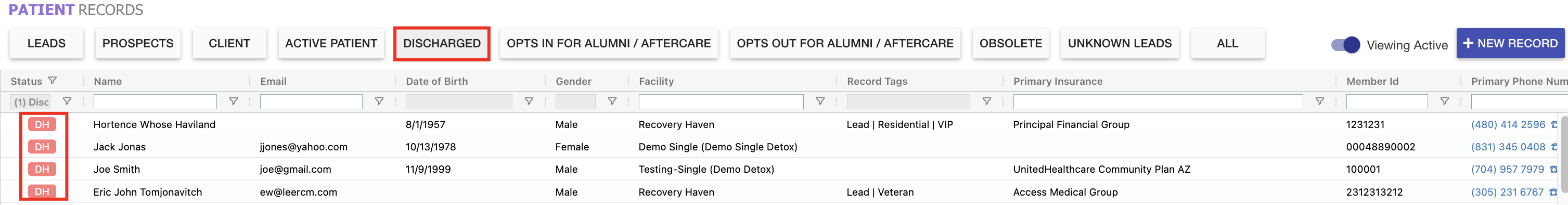 Prospect/Patient Records Grid Overview – Kipu CRM