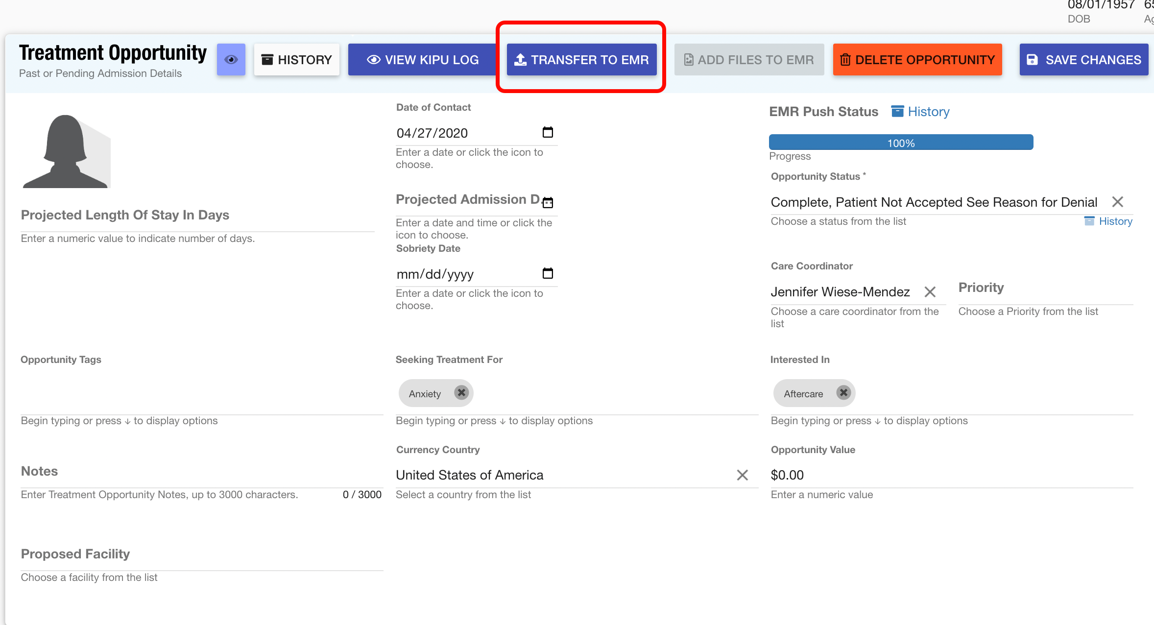 How to Push Opportunities to the EMR – Kipu CRM