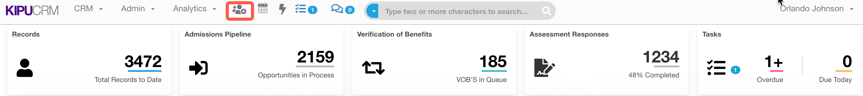 Quick Action Icons – Kipu CRM