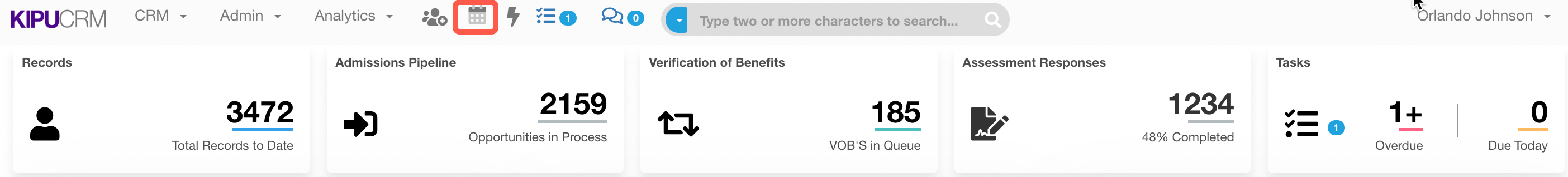 Quick Action Icons – Kipu CRM