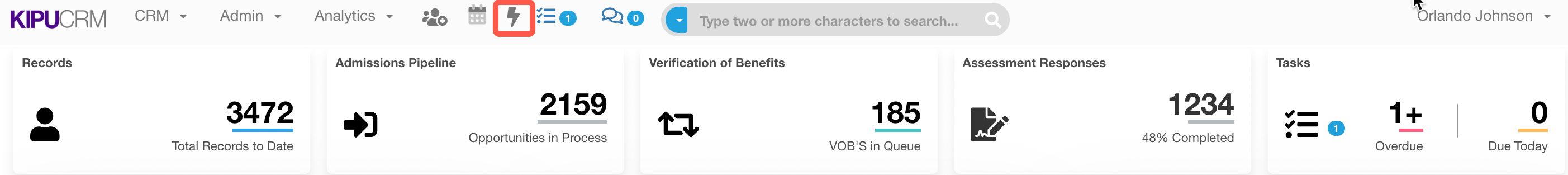 Quick Action Icons – Kipu CRM